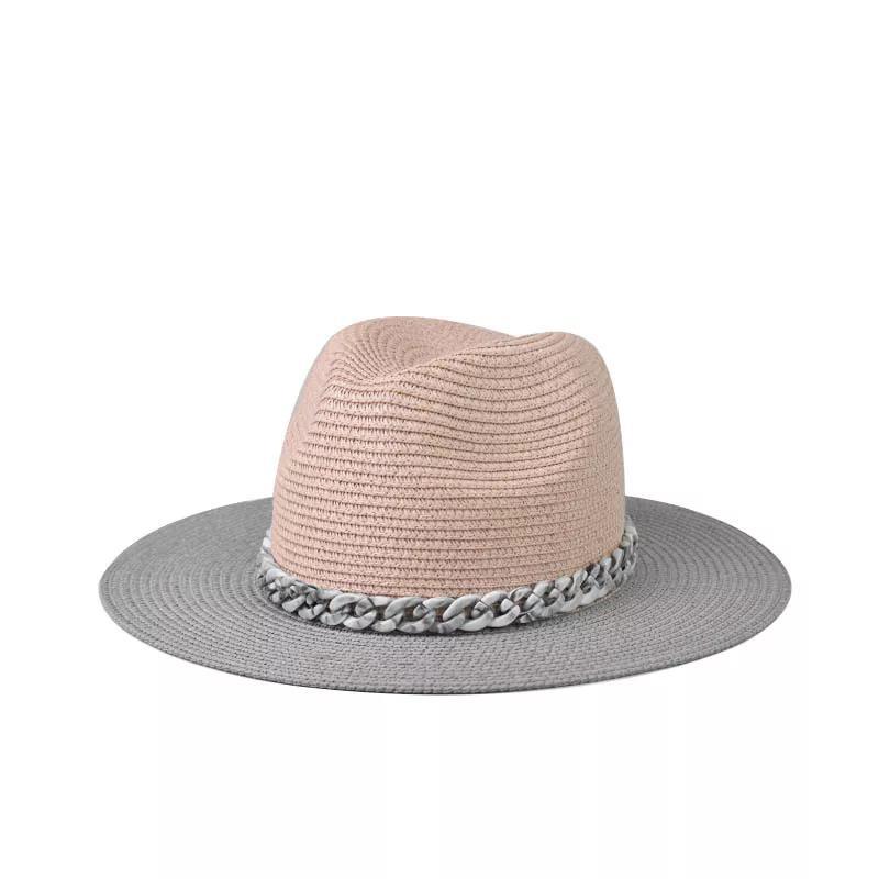 Straw Hat silver & pink