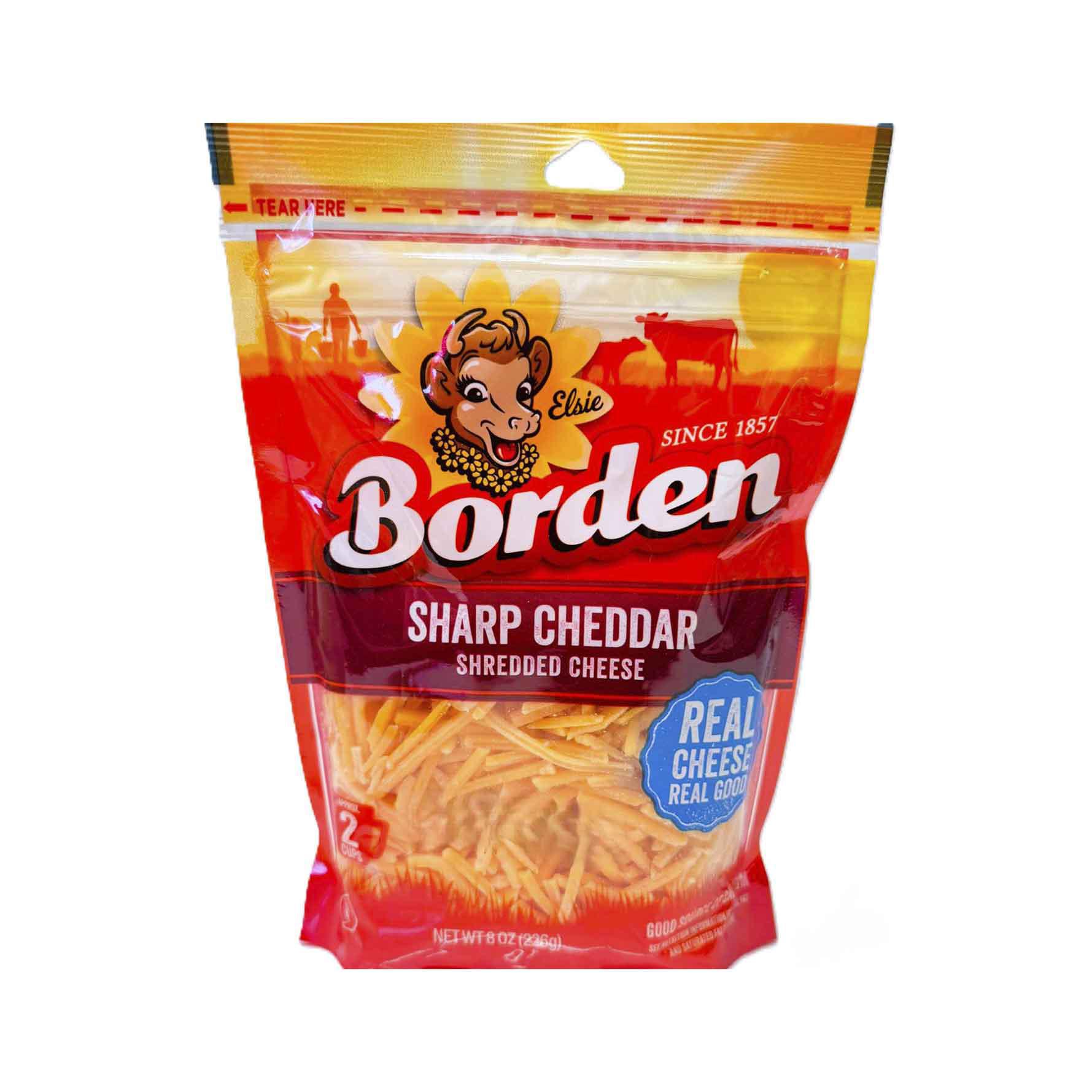 BORDEN SHARP CHEDDAR SHREDDED CHEESE