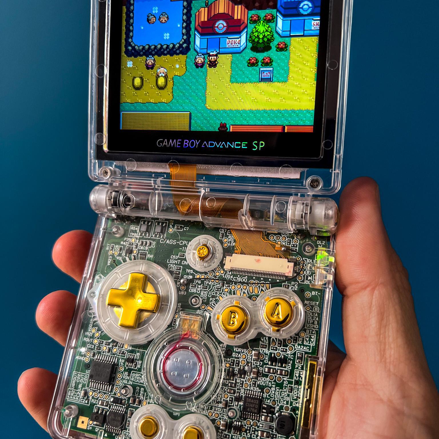 Game Boy Advance SP Modded IPS screen Pokemon Mew Edition