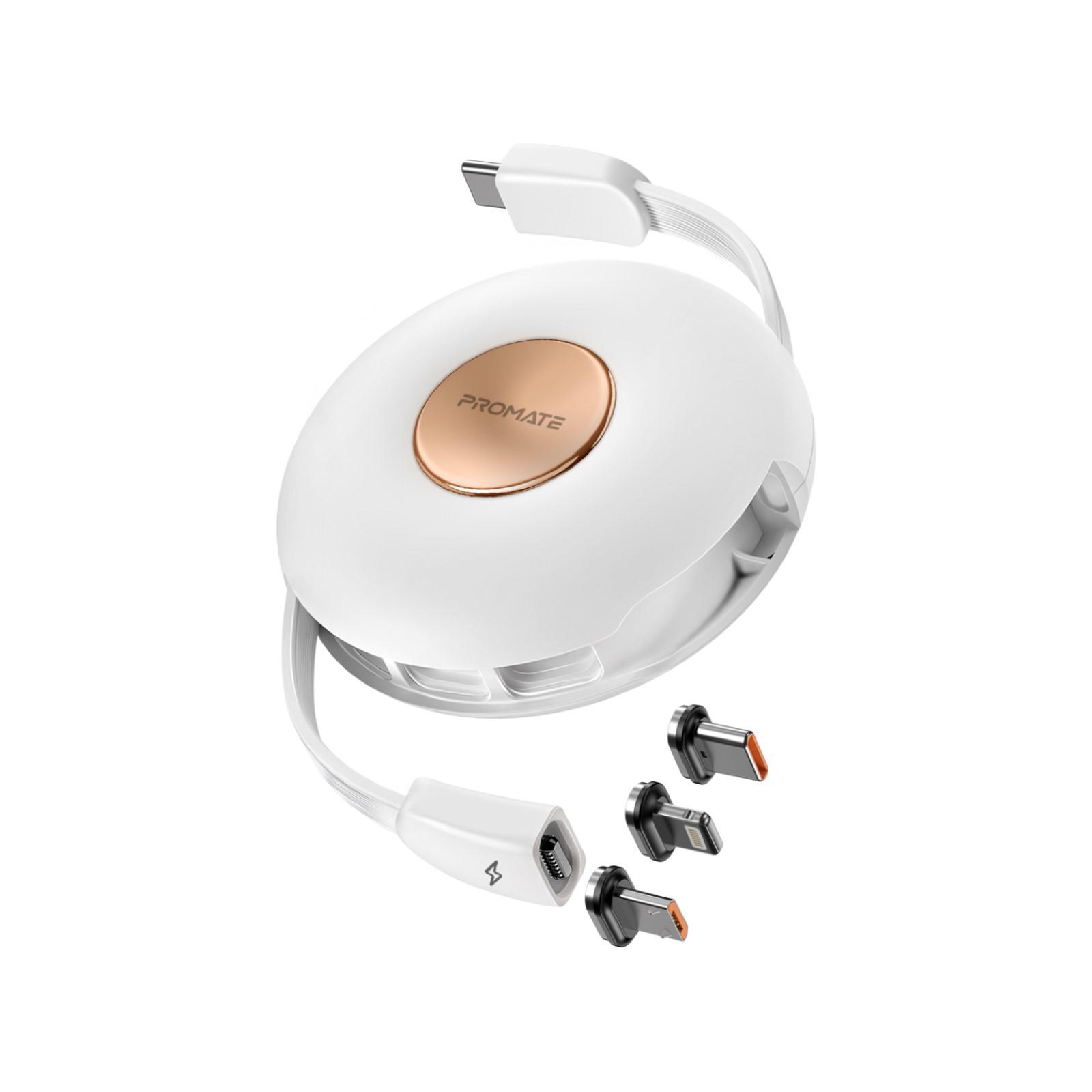 promate Quiver 3-in-1 Retractable Magnetic Charging Cable