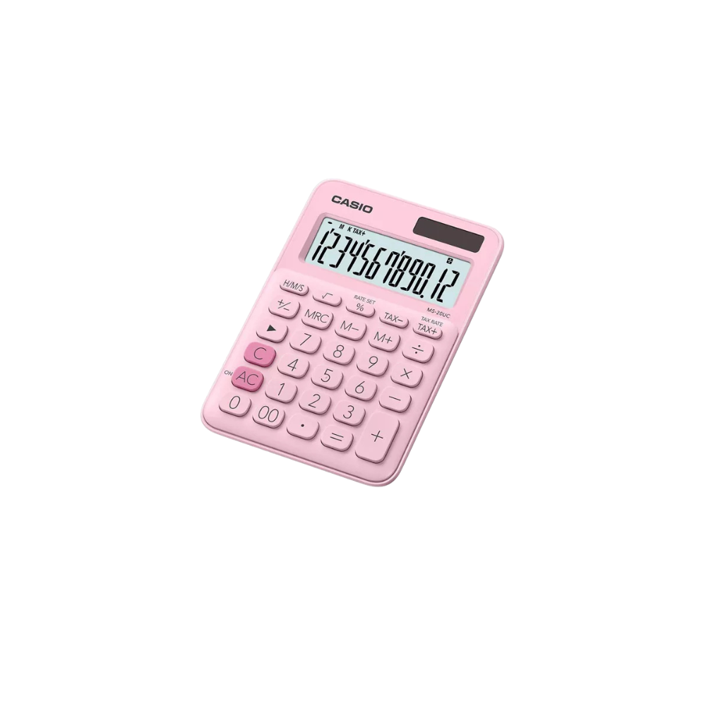 CALCULADORA SEMI ESCRITORIO CASIO MS-20UC-PK-S-EC DE 12 DIGITOS