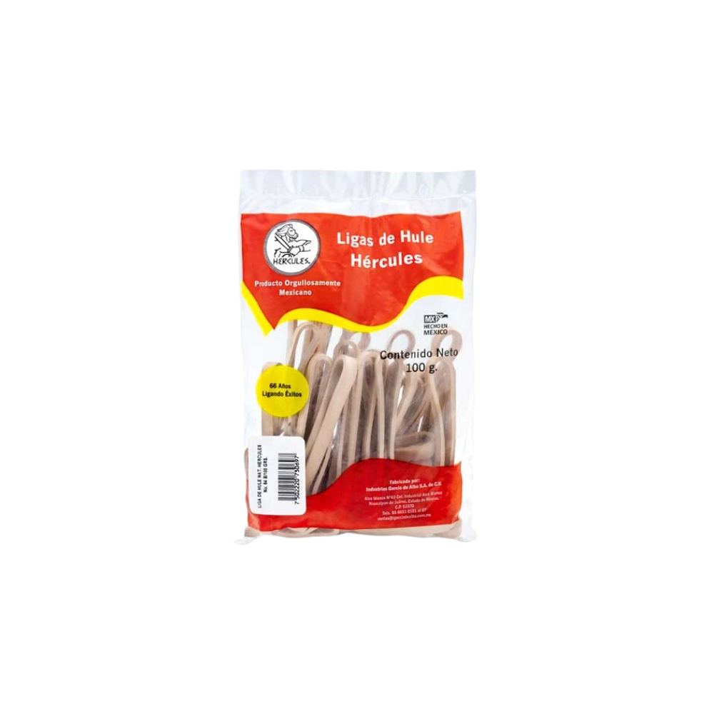 LIGAS DE HULE NATURAL HÉRCULES NO.64 COLOR NATURAL BOLSA CON 100GR ...