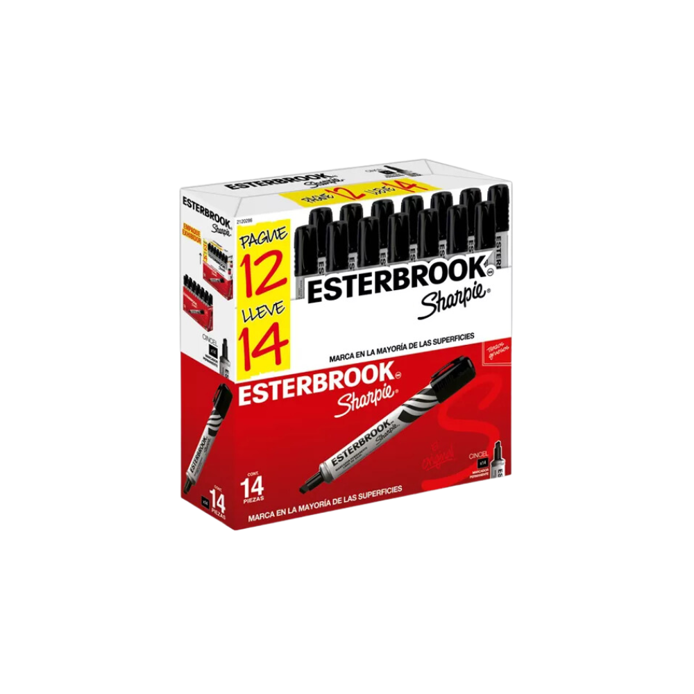 MARCADOR PERMANENTE NEGRO ESTERBROOK DE ALUMINIO PUNTA CINCEL PAQUETE ...
