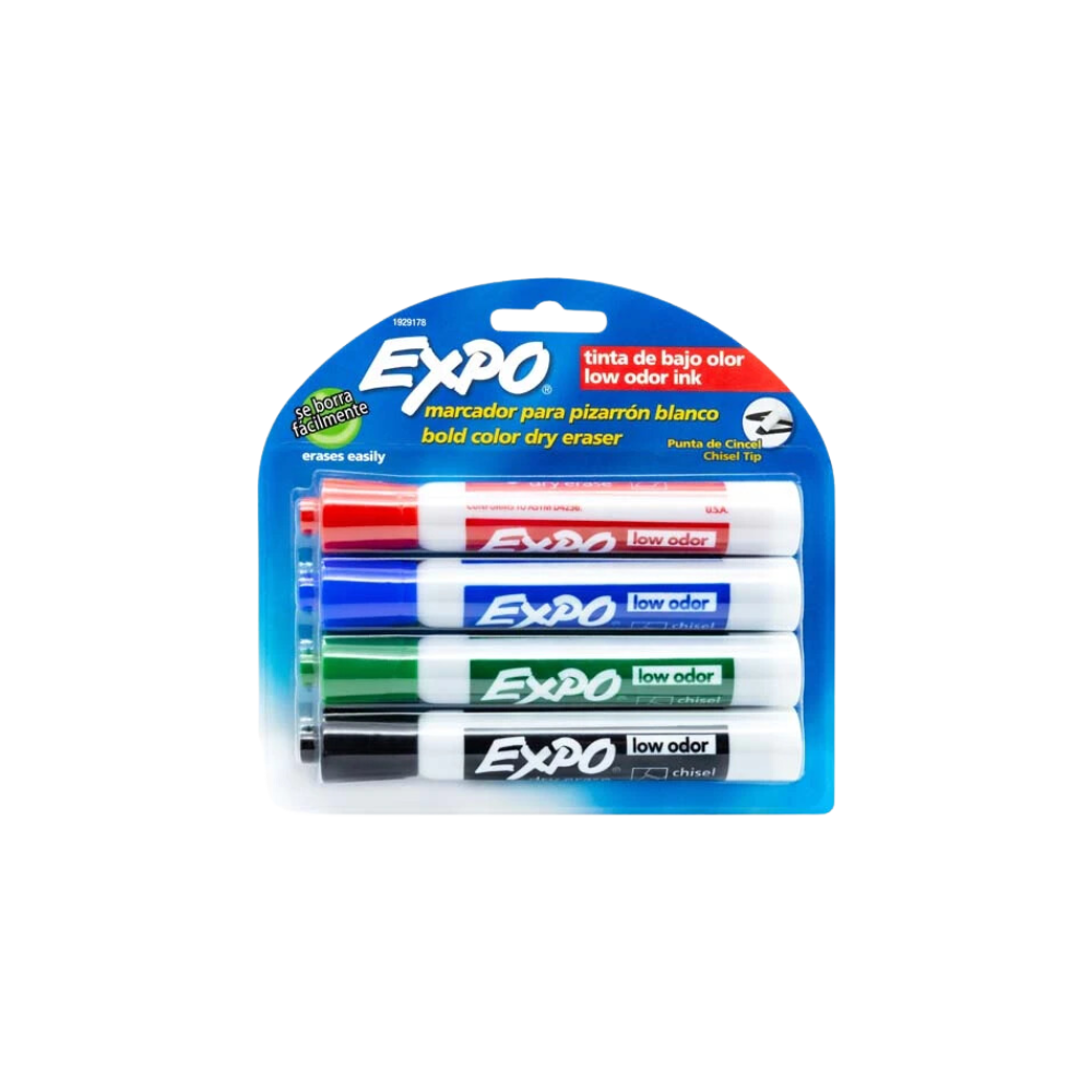 MARCADORES PARA PIZARRÓN BEROL EXPO COLORES SURTIDOS PAQUETE CON 4 ...
