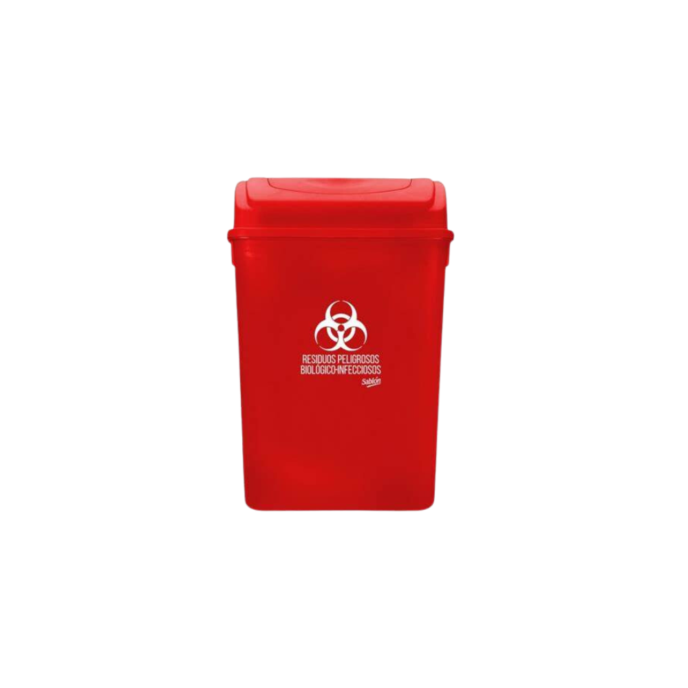 BOTE DE BASURA PARA RPBI 42 LITROS TAPA BALANCÍN FRONTAL SKU 8769 RPBI