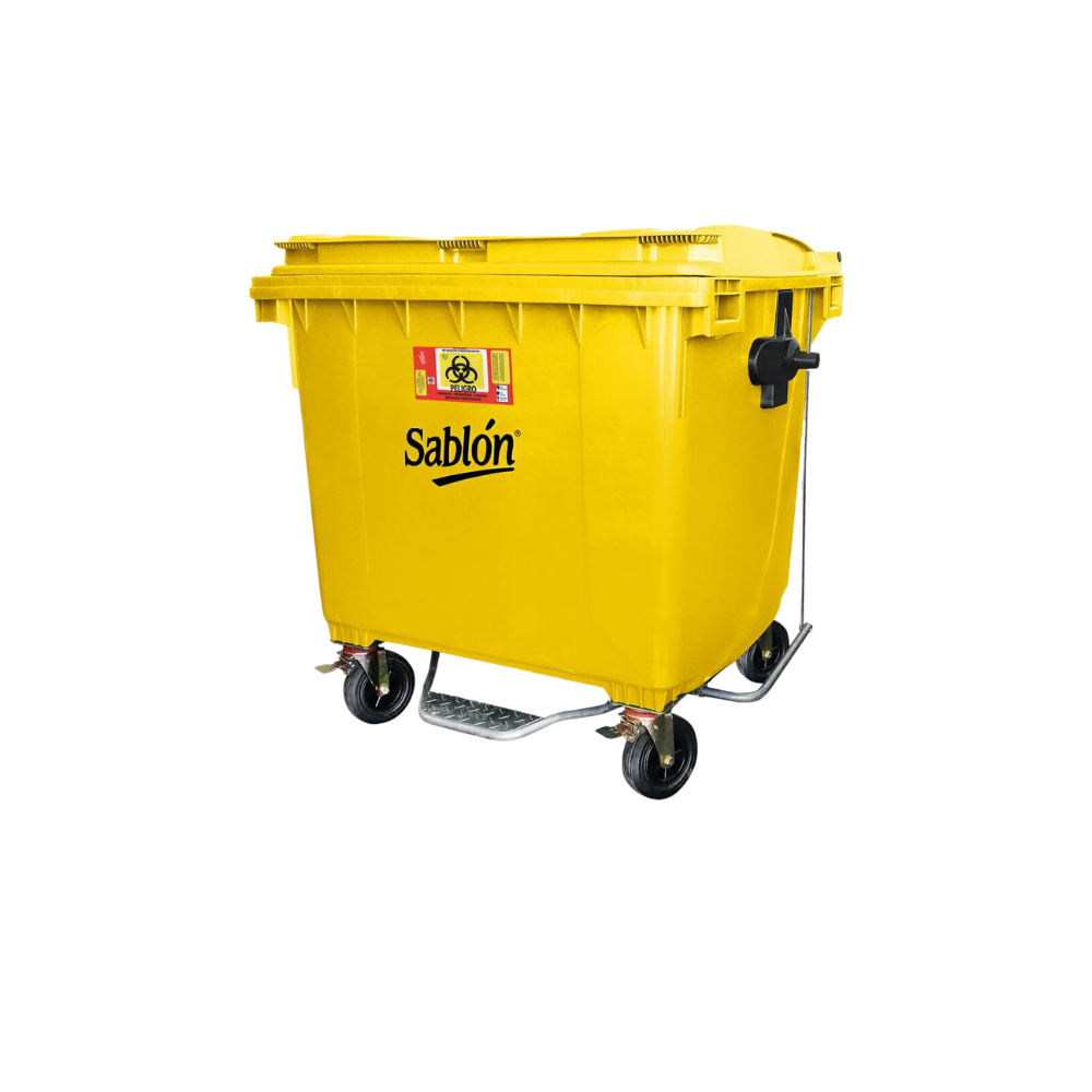 CONTENEDORES PARA BASURA DE 1100 LITROS CON PEDAL, IMPRESÓN RPBI COLOR ...