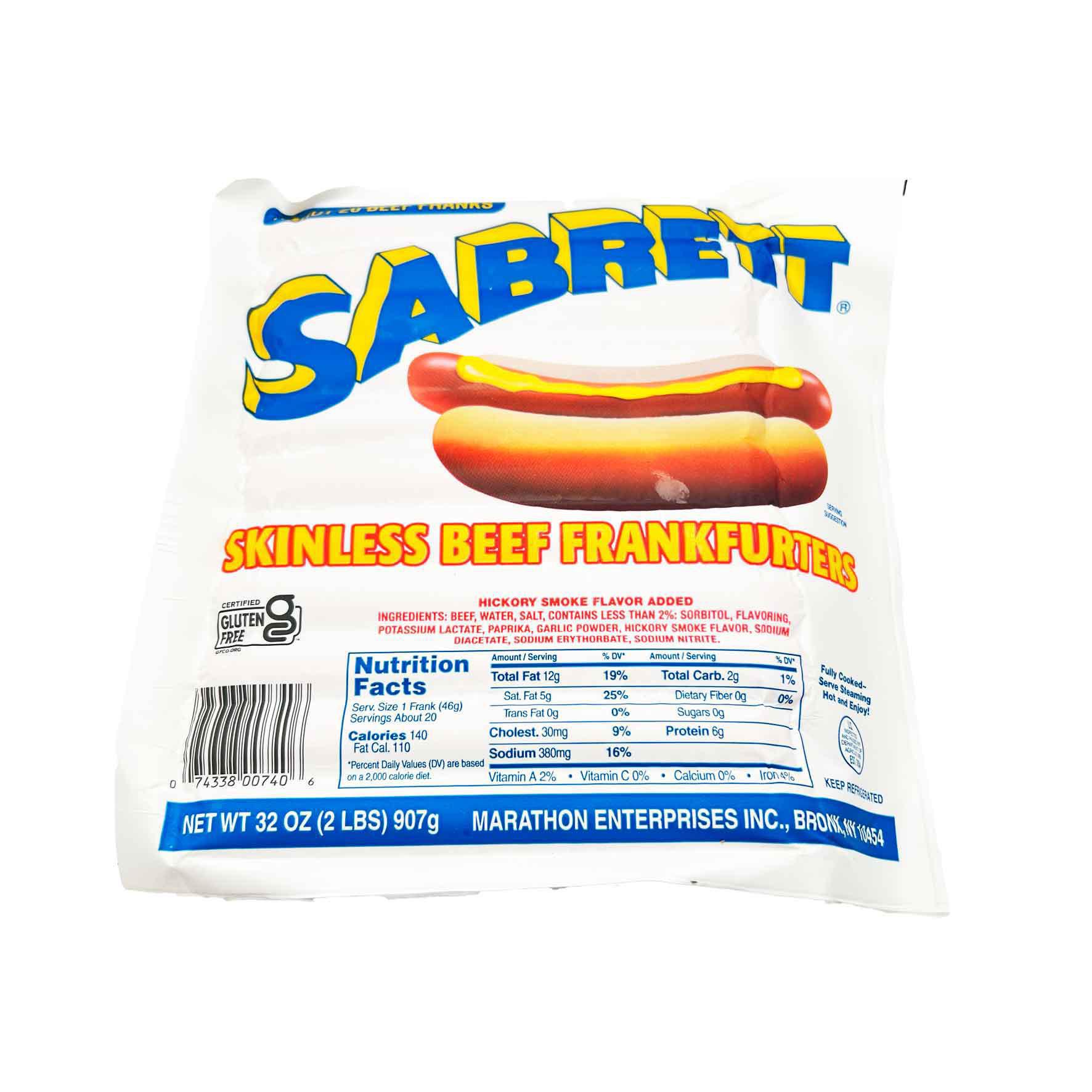 Sabrett Skinless Beef Frankfurters 32oz