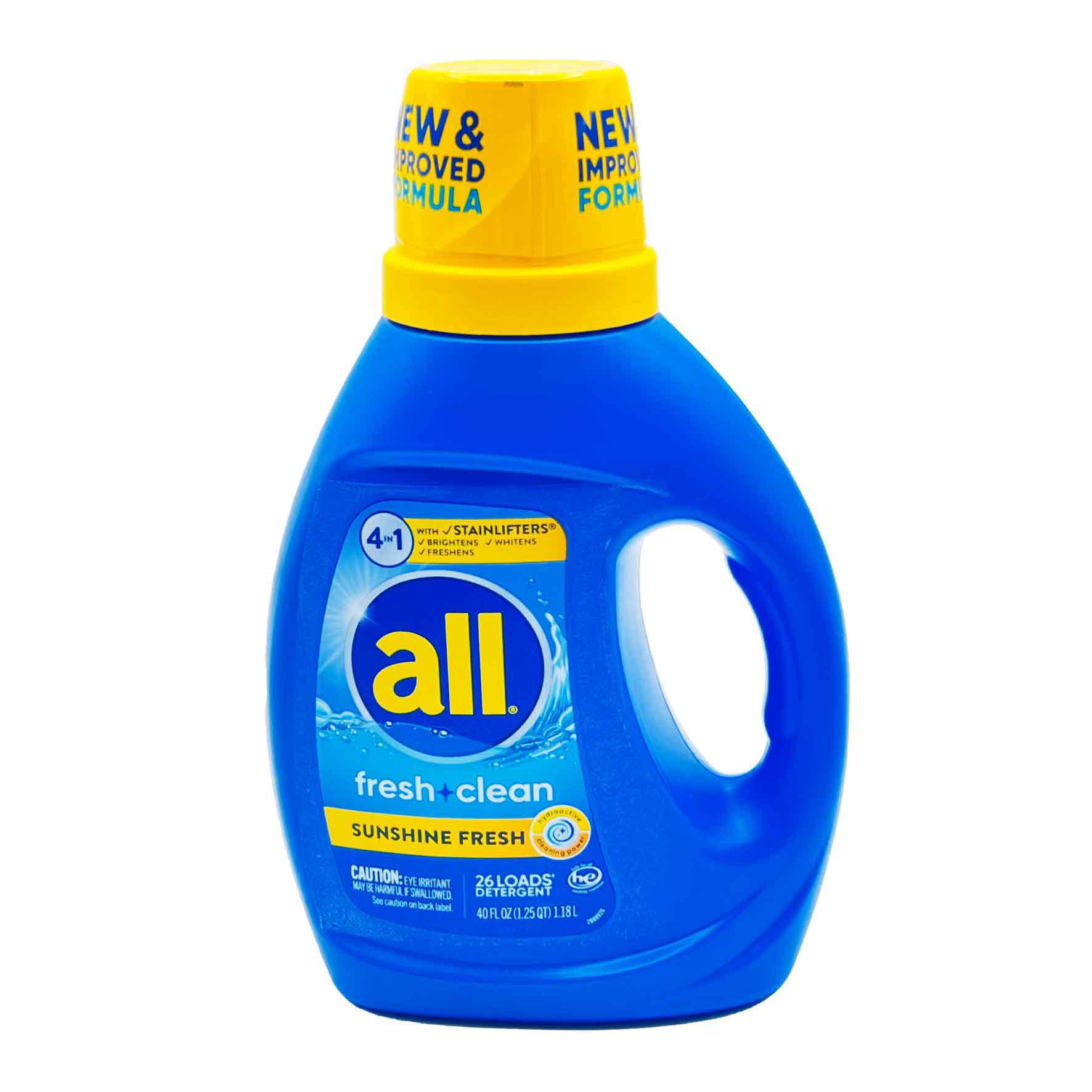 All Liquid Laundry Detergent 4 in 1 with Stainlifters Sunshine Fresh 40 ...