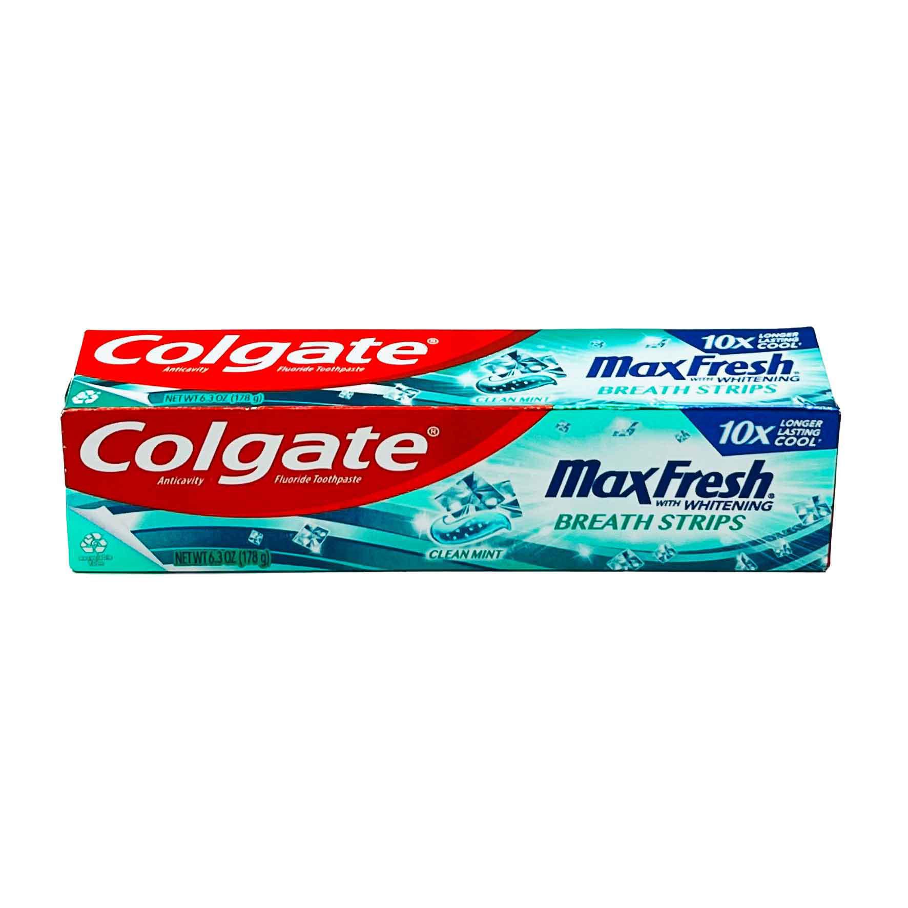 Colgate Max Fresh with Whitening Breath Strips Toothpaste, Clean Mint ...