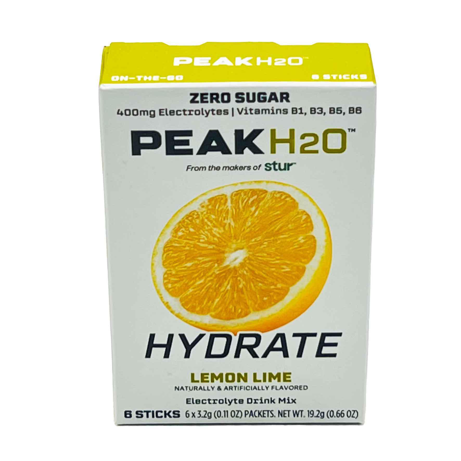 Peak H2O Lemon Lime Electrolyte Drink Mix 36 Sticks Hydrate Water ...
