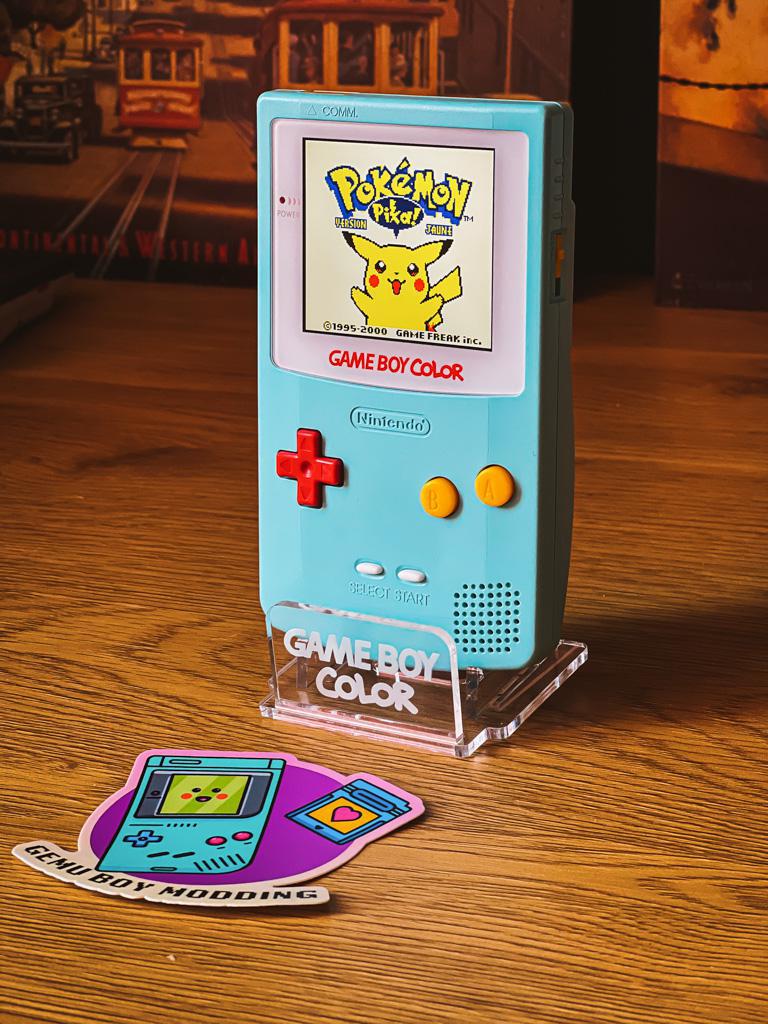 Game Boy Color Modded with IPS screen blue edition